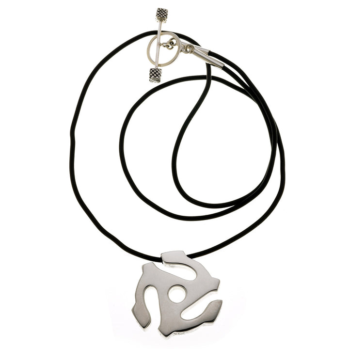 Art Inspire 45 RPM Spacer Sterling Silver And Rubber Cord Necklace ...